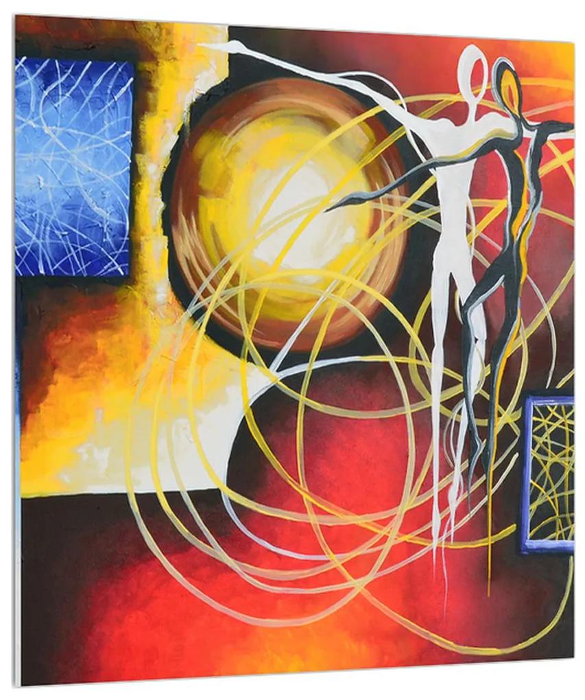 Abstraktní obraz - malba tanečníků (30x30 cm)