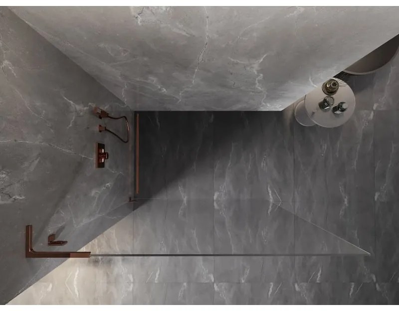 Mexen, Mexen Lunar L sprchová stěna levá 120 x 200 cm, průhledná 8 mm, růžové zlato - 830L-120-000-60-00-L