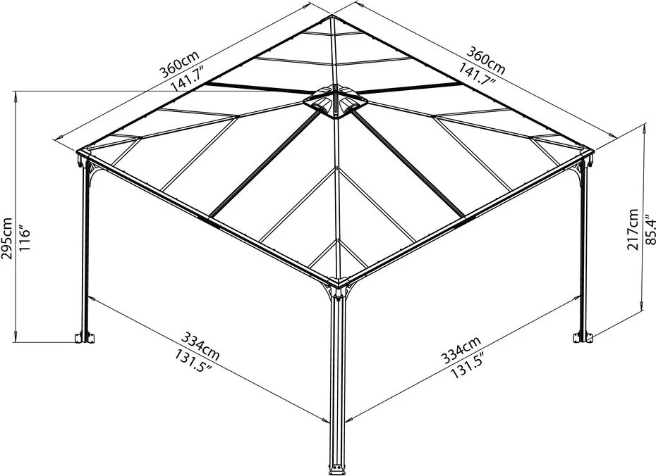 Zahradní hliníkový altán Palram Palermo 3600