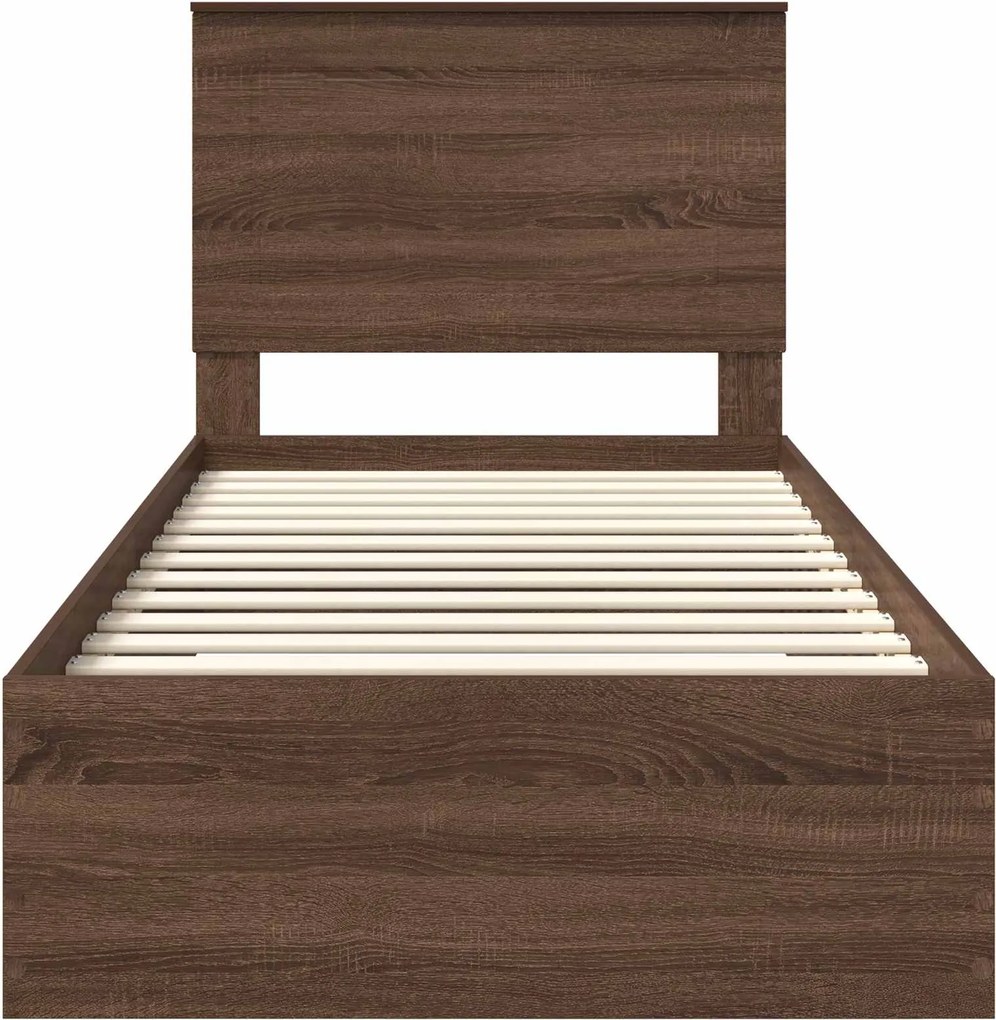 Rám postele Hnědý dub a stříbrná 75 x 190 cm Kompozitní dřevo 3409718