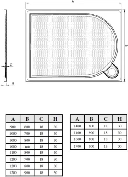 Olsen Spa LAKA 100 x 90 x 3 cm VANKCOBDEL1090 sprchová vanička