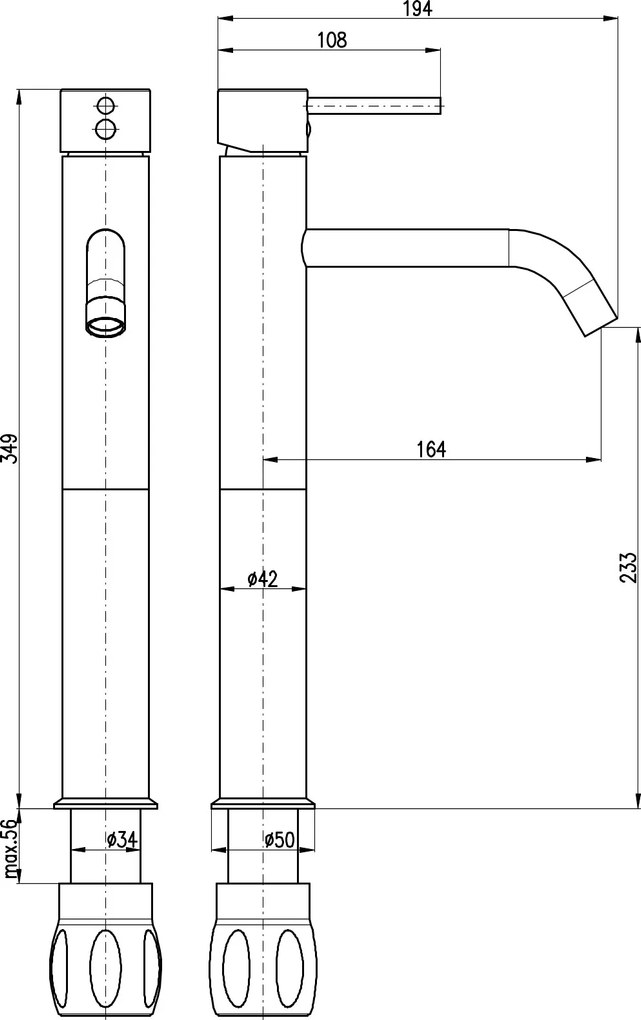 Slezák - RAV Umyvadlová vysoká baterie bez výpusti SEINA - SE923.xCMAT, Černá mat Připojovací hadičky - závit: 1/2"