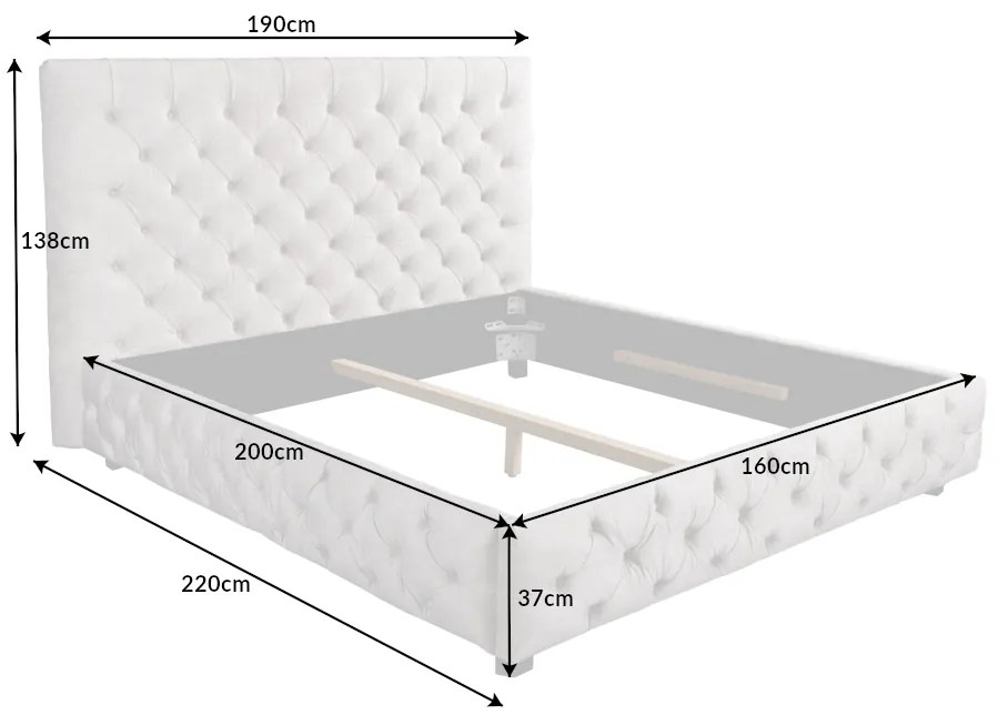 Designová postel Laney II 160 x 200 cm šedý samet