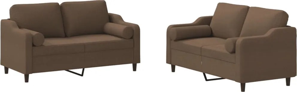 2dílná sedací souprava s polštáři hnědá textil 3201821