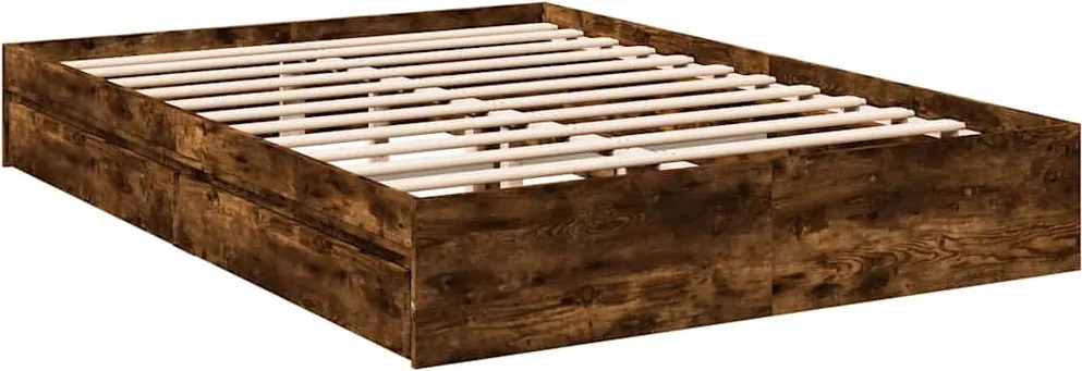 Rám postele se zásuvkami kouřový dub 160 x 200 cm kompozit 3280647