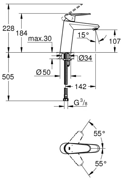 GROHE 23449002 - Umyvadlová baterie EURODISC COSMOPOLITAN velikost M chrom