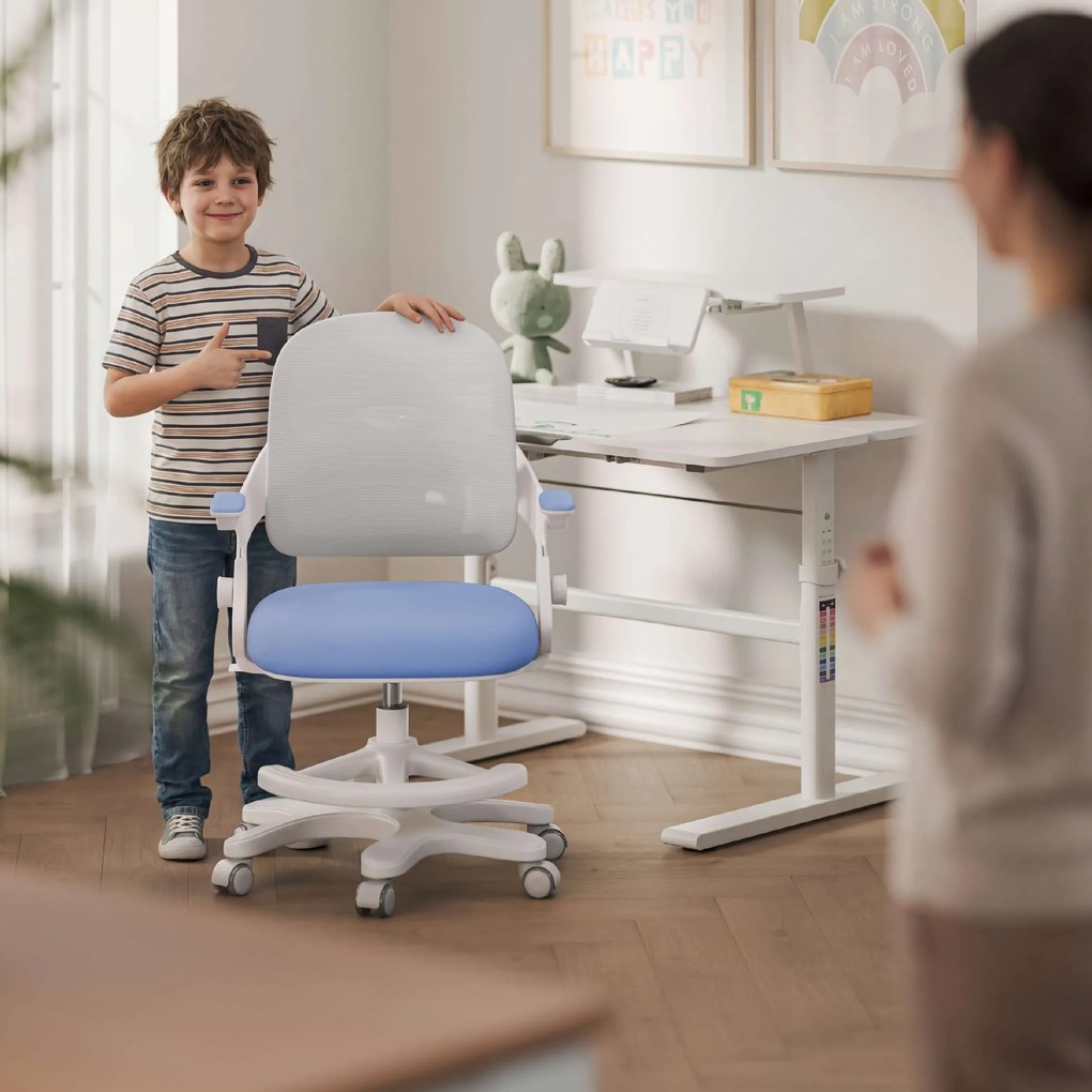 Dětská rostoucí židle MAXI - látka, síťovina, modro-šedá