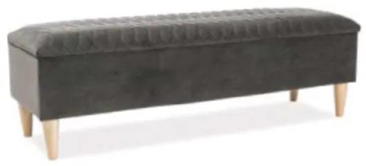 Tmavě šedá čalouněná lavice k posteli AZURRO VELVET 14