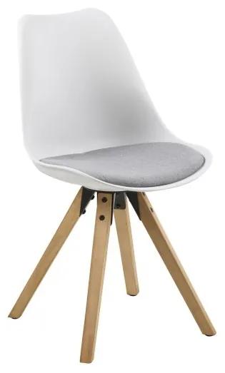 Jídelní židle Damian, dřevo/bílá/světle šedá