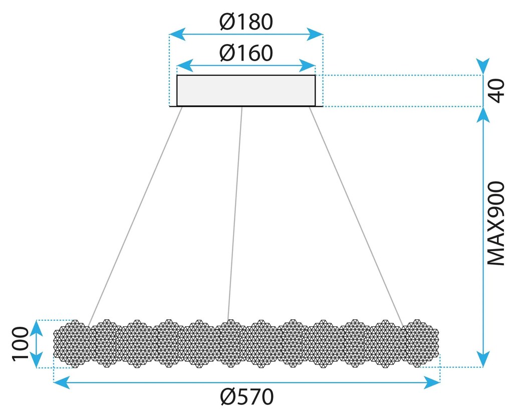 Toolight Závěsné LED osvětlení Crystal LE2 MS017-CP chrom 57 cm