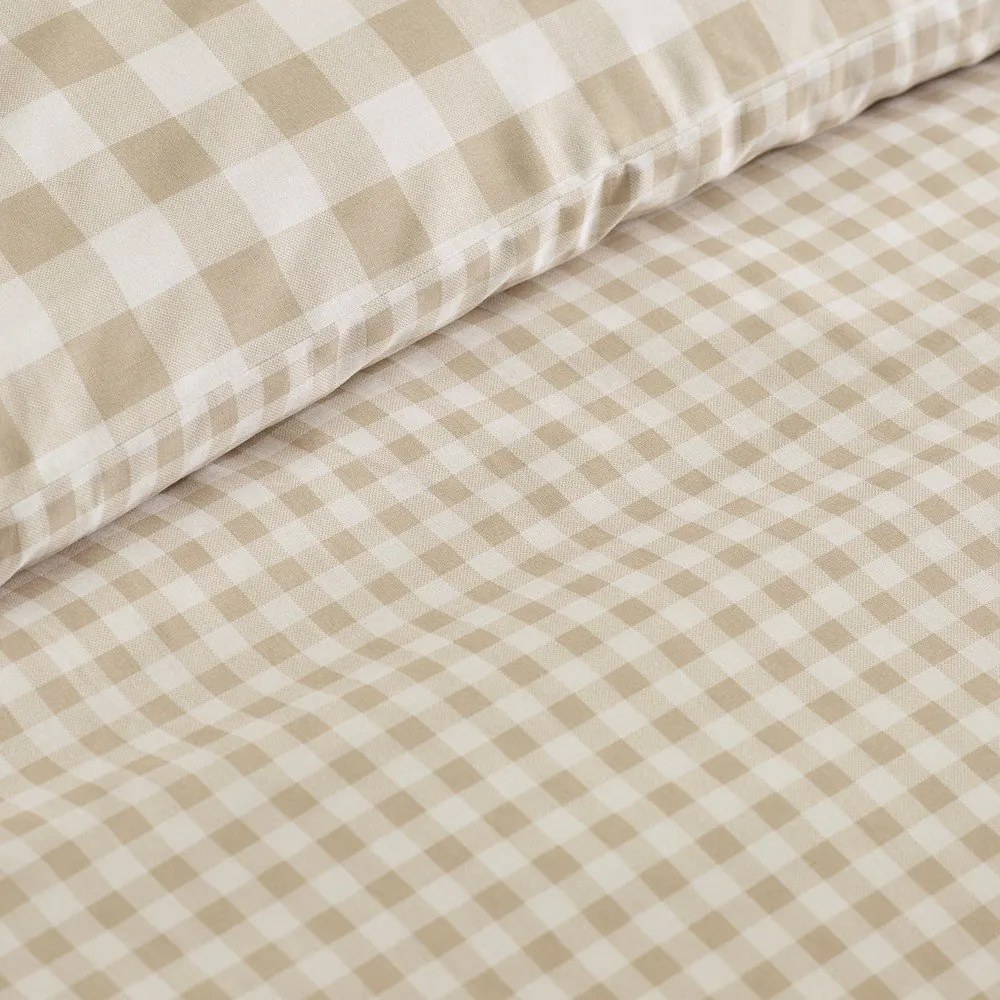 Béžové 3dílné povlečení na dvoulůžko 200x200 cm Bamford Gingham Check – Catherine Lansfield