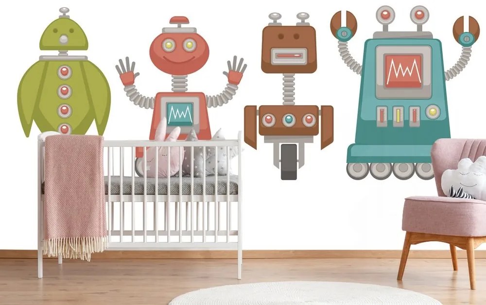 Tapeta roboti do dětského pokojíčku - 225x150 cm