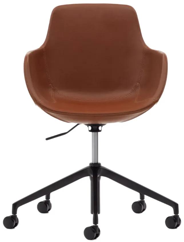 Hnědá koženková otočná konferenční židle Kave Home Tissiana