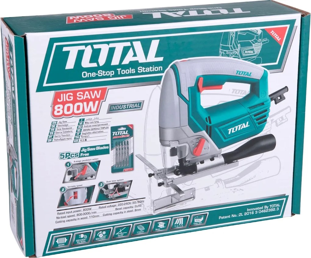 TOTAL Pila přímočará, 800 W TS2081006