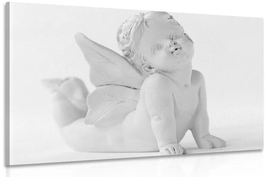 Obraz černobílá roztomilá soška anděla Varianta: 90x60