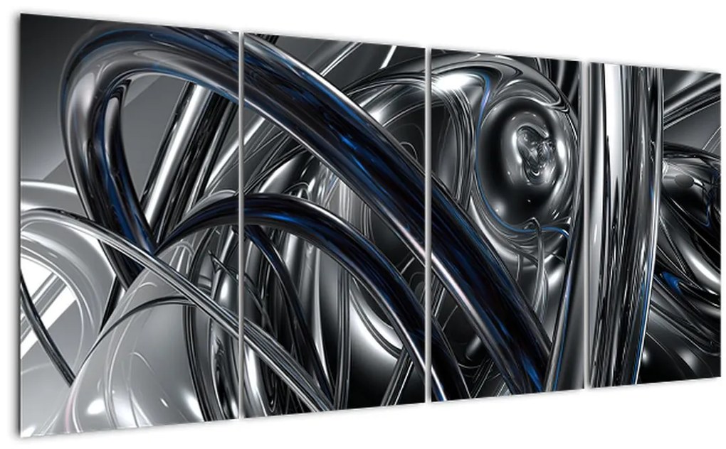 Obraz šedé abstrakce s modrou (160x80 cm), 40 dalších rozměrů