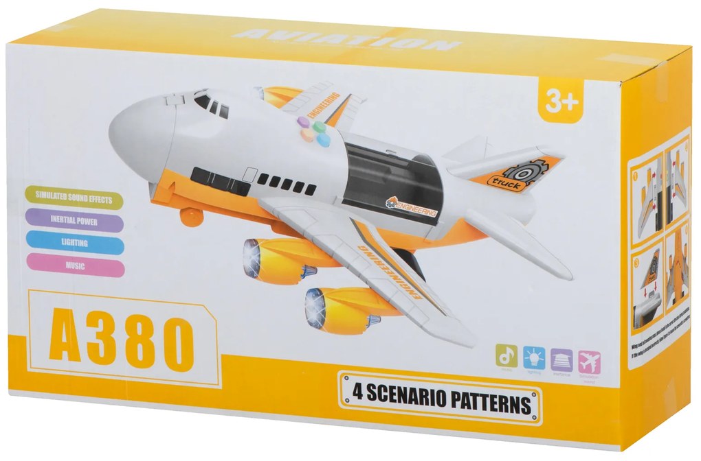 Creative Corner Letadlo Transporter + 6 vozů stavební vozidla boční/přední