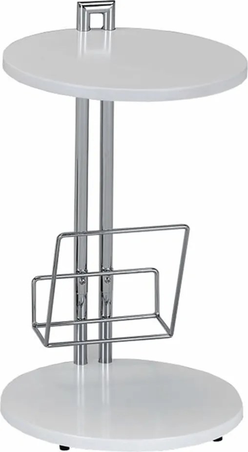 Tempo Kondela Příruční stolek s držiadkom na časopisy, bílá / chromovaná, ANABEL