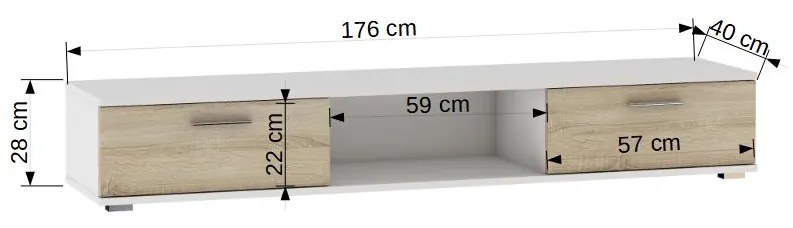 ADRK RTV stolek SELLA S-BM 176, černá mat/dub sonoma