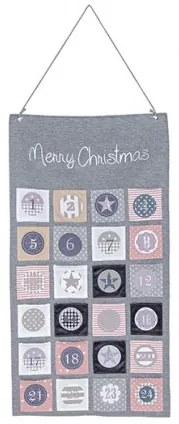 Adventní kalendář textilní šedý 43x82cm
