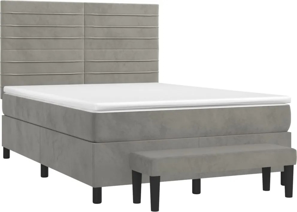 Box spring postel s matrací světle šedá 140x190 cm samet 3137899