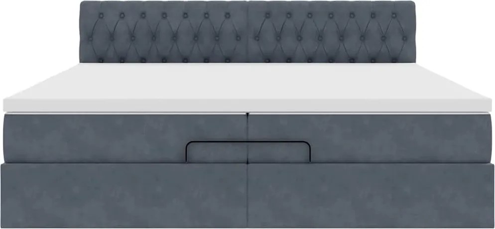 Osmanský rám postele s matrací tmavě šedý 200x200cm samet 3312717