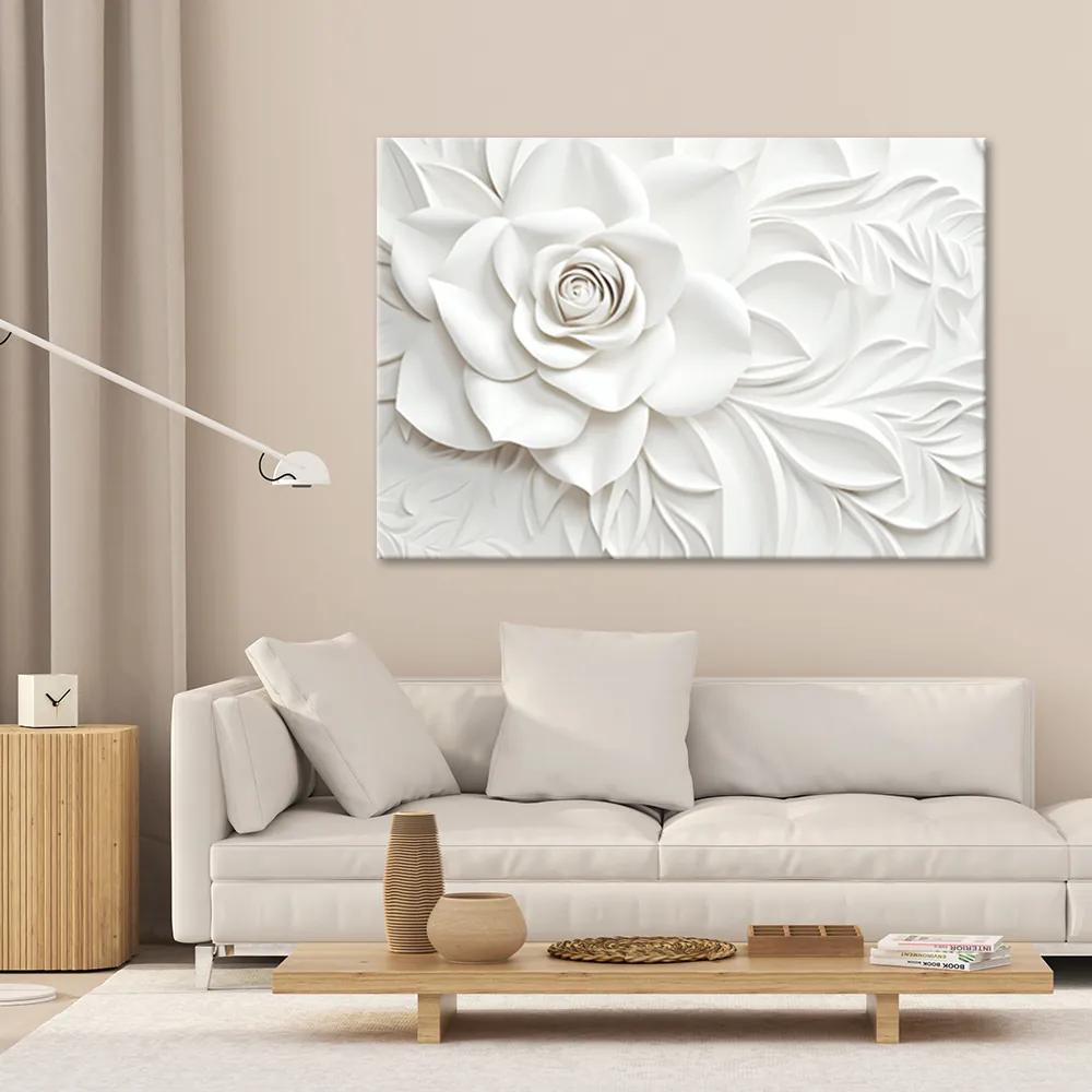 Gario Obraz na plátně Nádherná bílá růže Rozměry: 60 x 40 cm