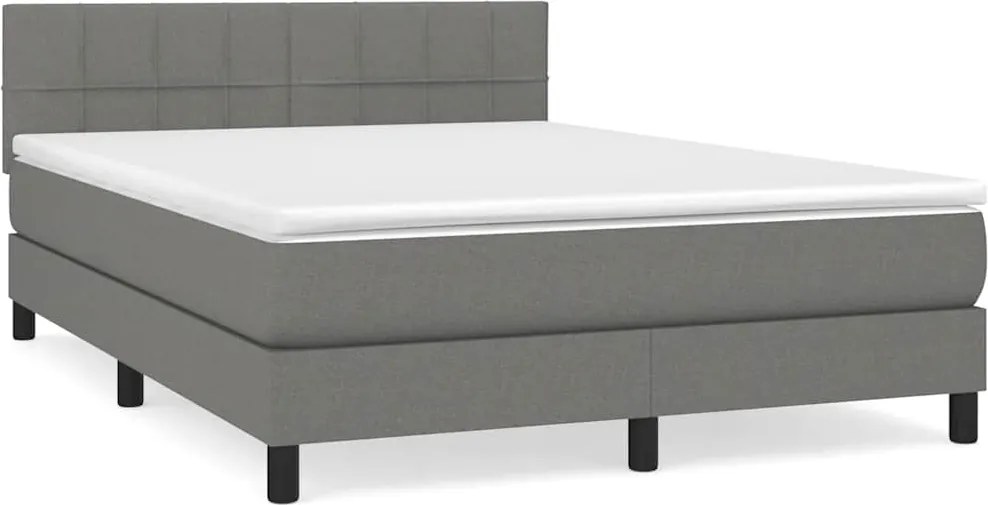 Box spring postel s matrací tmavě šedý 140 x 190 cm textil 3140050