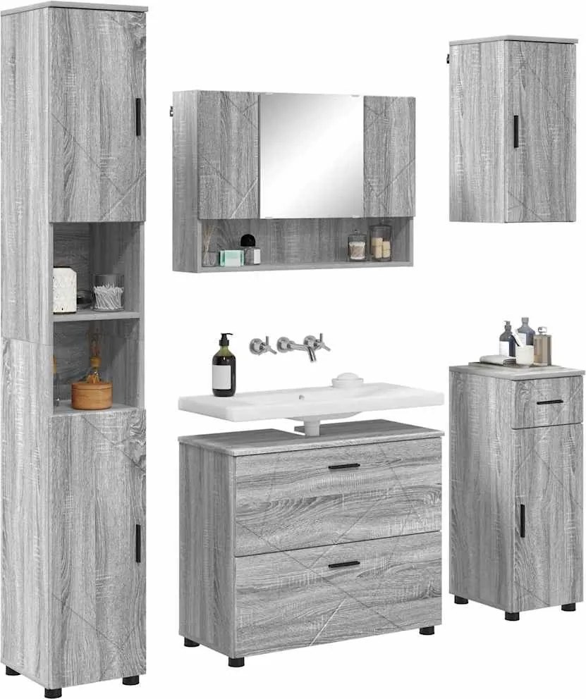 Sada koupelnového nábytku 5 ks Šedá Sonoma 35 x 30 x 192 cm 3393079