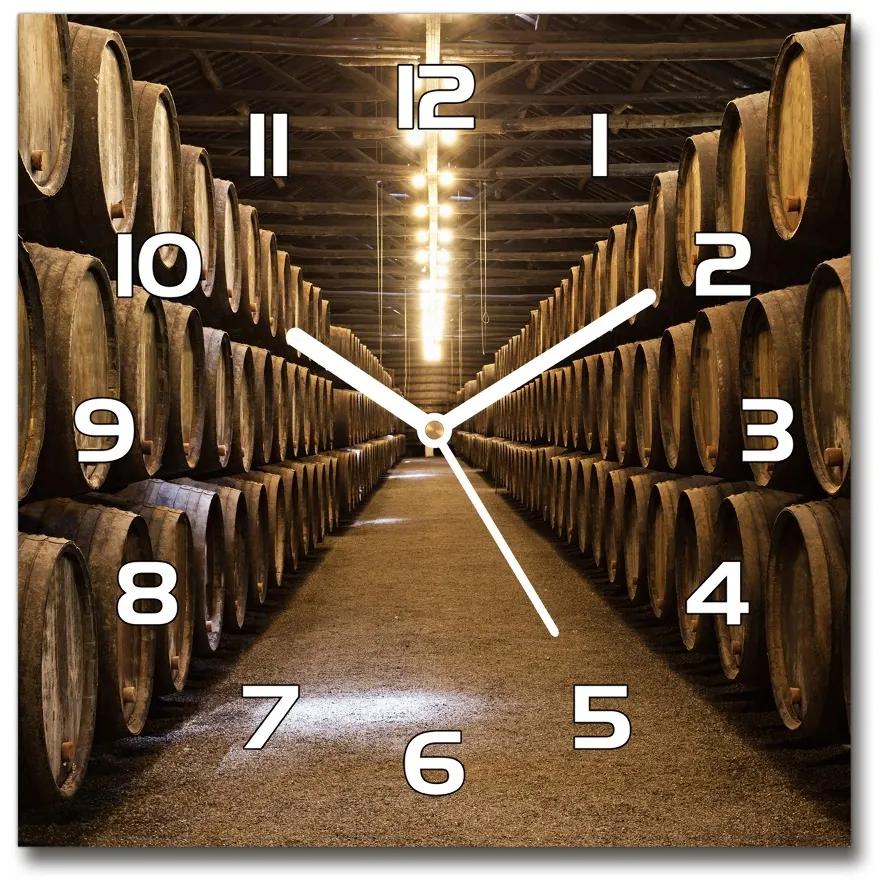 Wallmuralia Skleněné hodiny čtverec Vinárna v Porto 30x30 cm