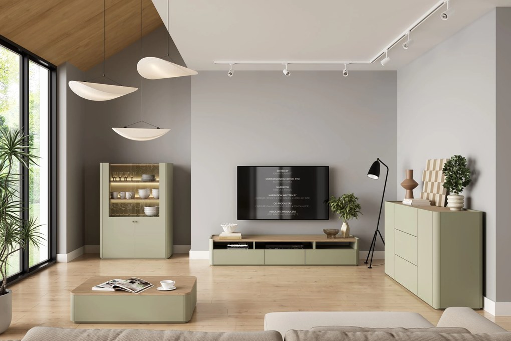 Komoda Elivo 150 cm - eukalyptus / dub baltic dune