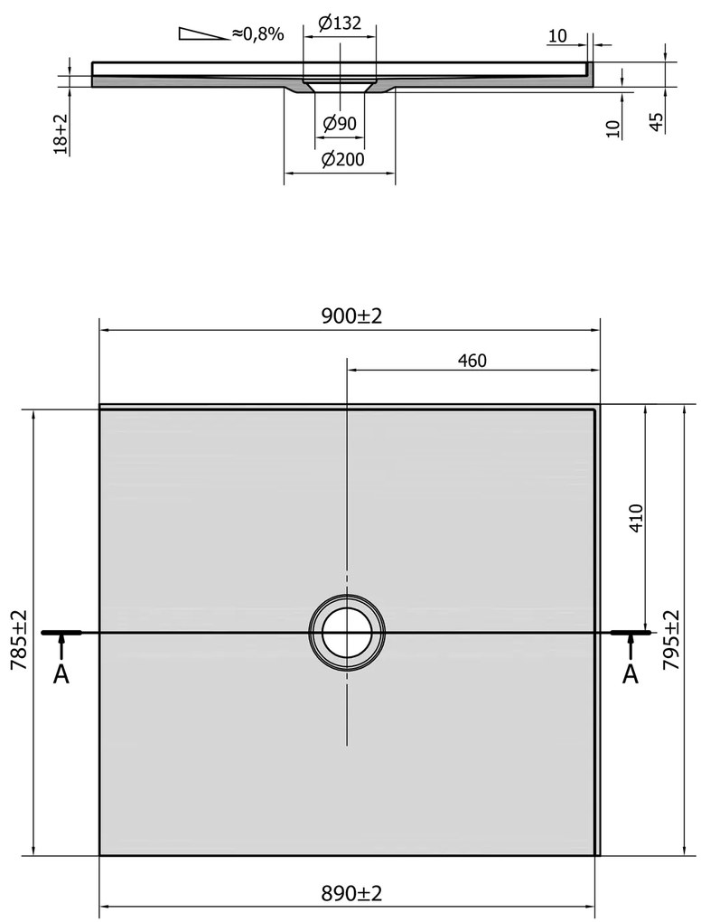 Polysan MIRAI sprchová vanička z litého mramoru, obdélník 90x80x1,8 cm, pravá, bílá,	73168