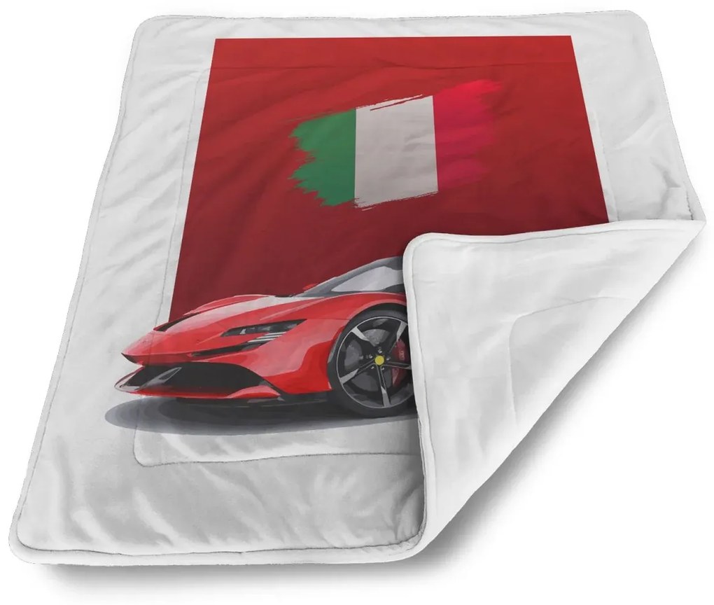 Sablio Deka pro miminko Ferrari Italská vlajka na červeném bloku - 90x120 cm