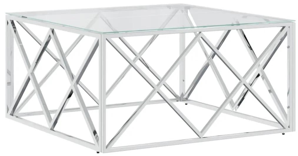 vidaXL Konferenční stolek 80 x 80 x 40 cm nerezová ocel a sklo