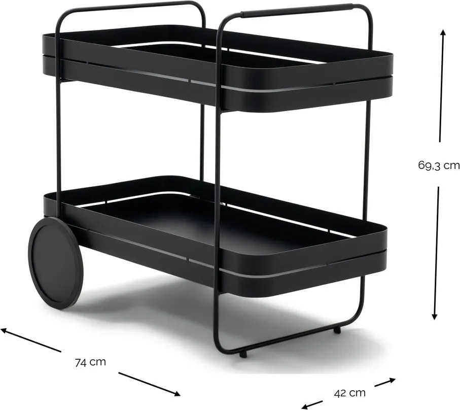 Kovový servírovací stolek na kolečkách 74x42 cm Gin &amp; Trolley – Spinder Design