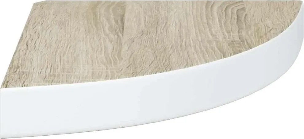 Nástěnné rohové police 4 ks dub a bílé 25 x 25 x 3,8 cm MDF 326632