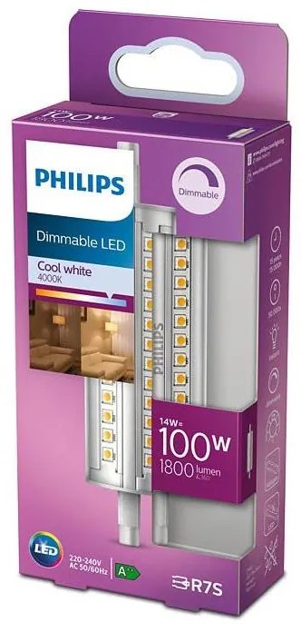 LED Stmívatelná žárovka Philips R7s/14W/230V 4000K 118 mm