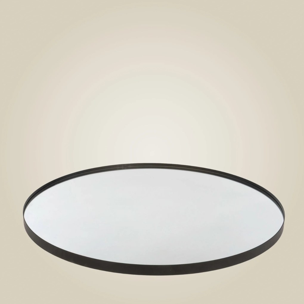 Kulaté zrcadlo NOOR, kovový rám, černá barva, Ø 80 cm