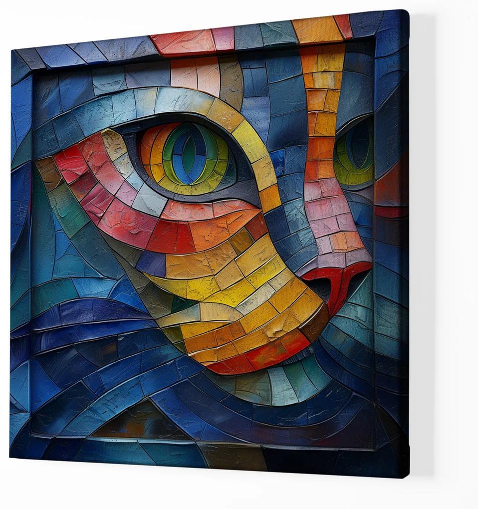 Obraz na plátně - Kočka mozaiková FeelHappy.cz Velikost obrazu: 100 x 100 cm