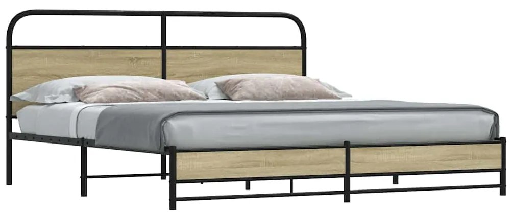 Kovový rám postele bez matrace dub sonoma 180 x 200 cm 3318689