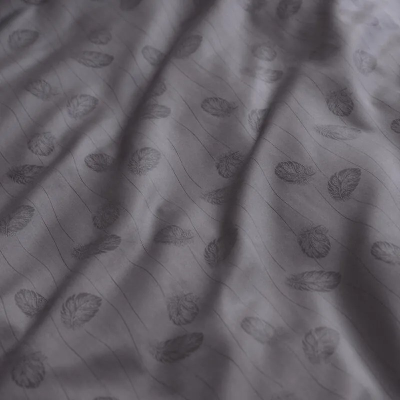 SCANquilt povlečení EXCLUSIVE TENCEL PLUS peříčka šedá 140 x 200/70 x 90 cm