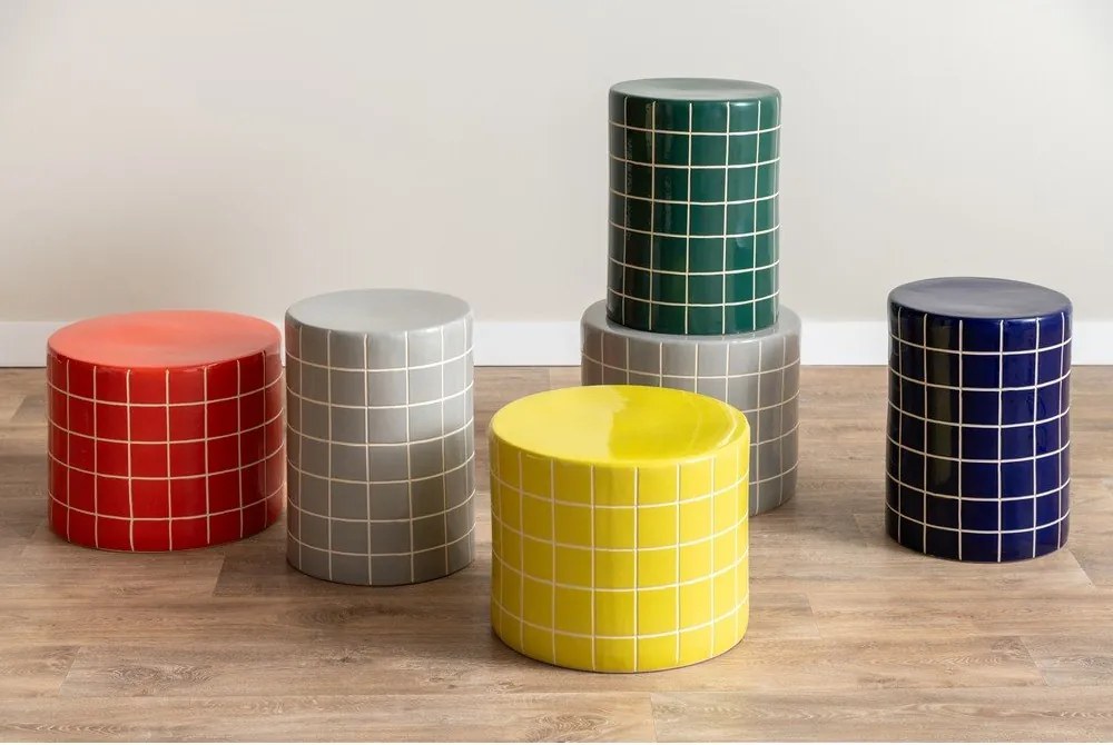 Keramický kulatý odkládací stolek ø 42 cm Retro Tiles – Leitmotiv