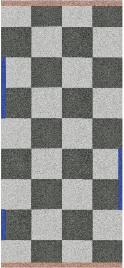 Tmavě zelený/krémový pratelný koberec 70x150 cm Square – Mette Ditmer Denmark