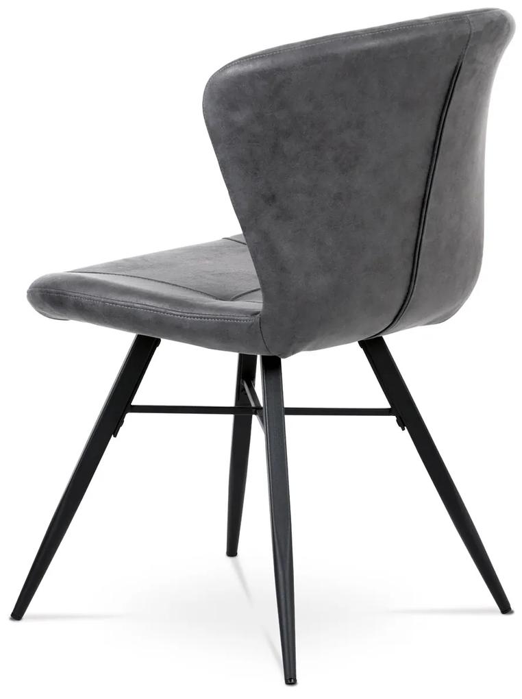 Jídelní židle HC-442 GREY3 látka šedá vintage, kov černý mat