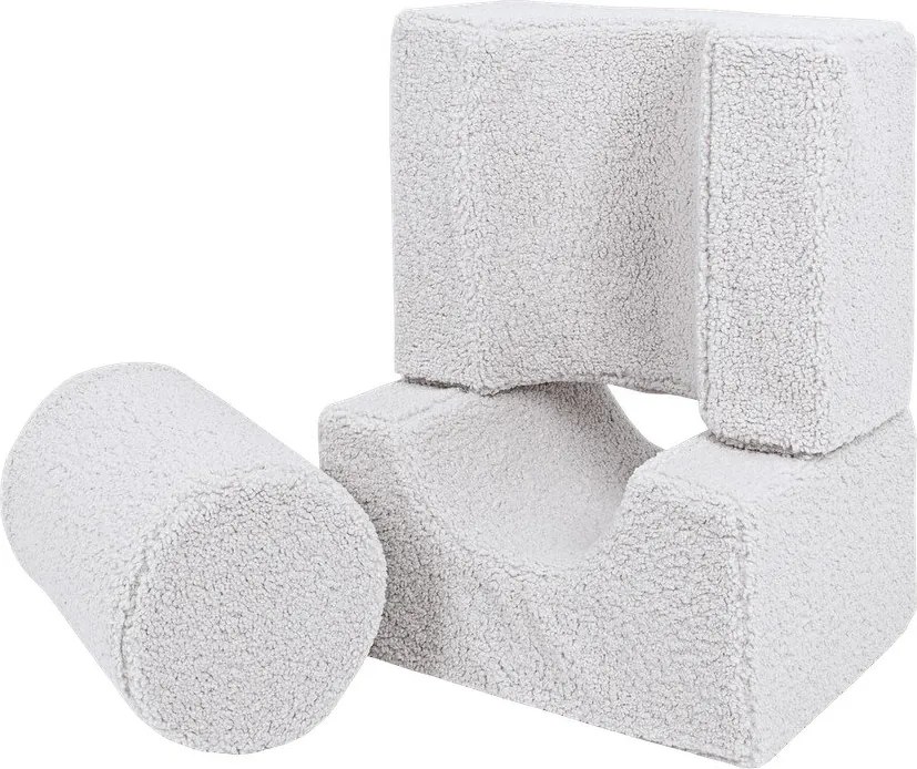 Bílé pěnové hřiště 3 ks z materiálu bouclé výška 30 cm 83x45 cm – Meowbaby