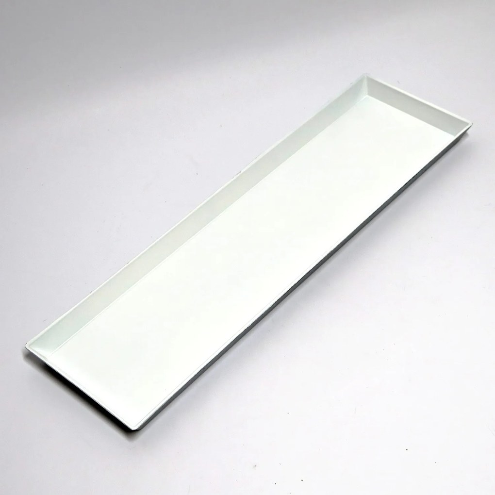 Dekorační talíř bílý obdelník plast 13x43,5x 2cm