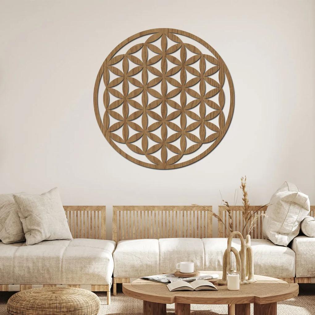 dřevo života Dřevěná dekorace na stěnu KVĚT ŽIVOTA ZEMĚ Barevný vzor: Bílá, Rozměry Ø: 40
