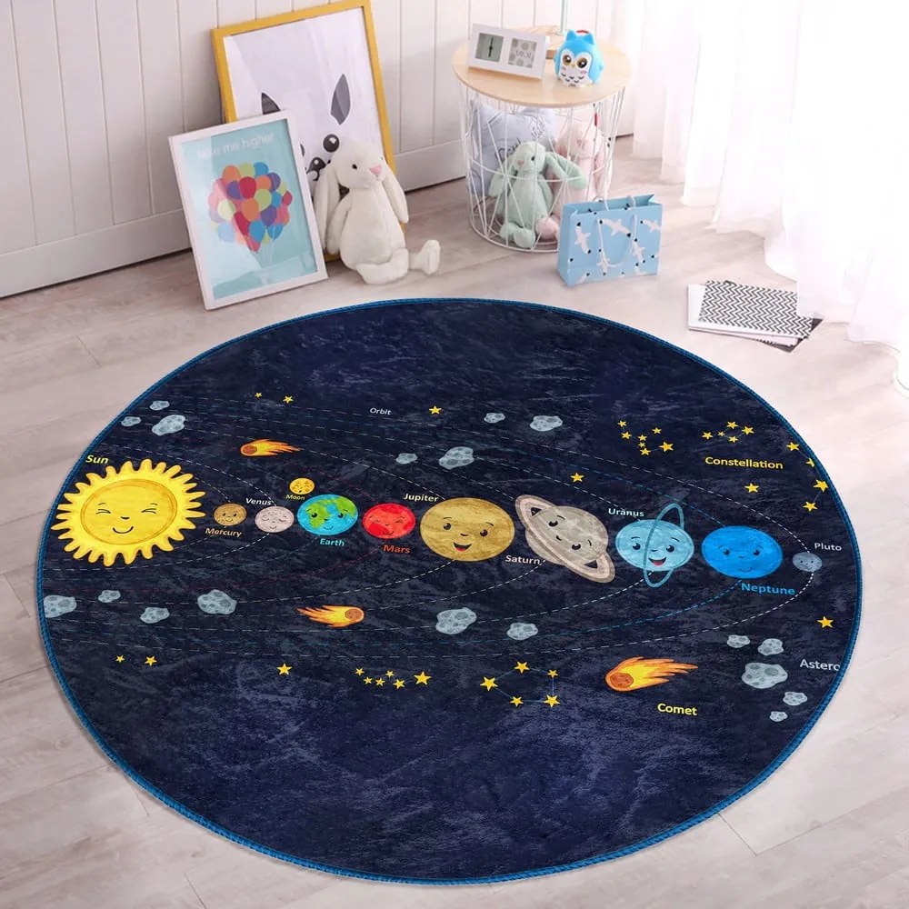 Tmavě modrý dětský koberec ø 120 cm Comfort – Mila Home