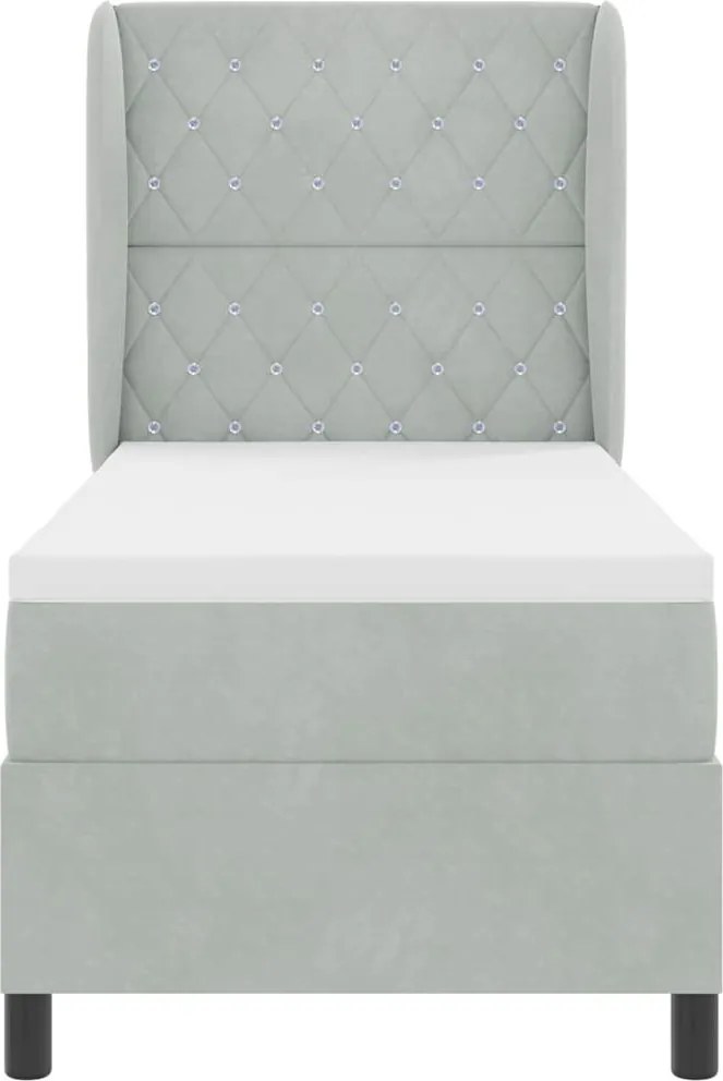 Postel s boxspringem s čelo Světle šedá 200 x 80 cm samet 3340844