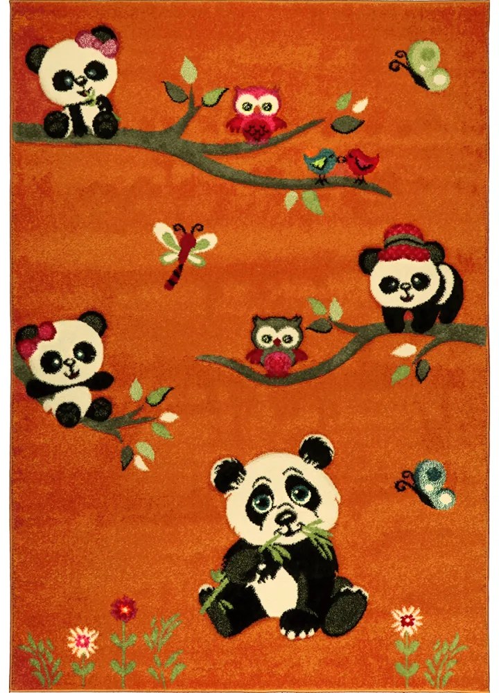 Jutex Kusový koberec dětský Jasper 21041-020 oranžový panda 080x150 cm